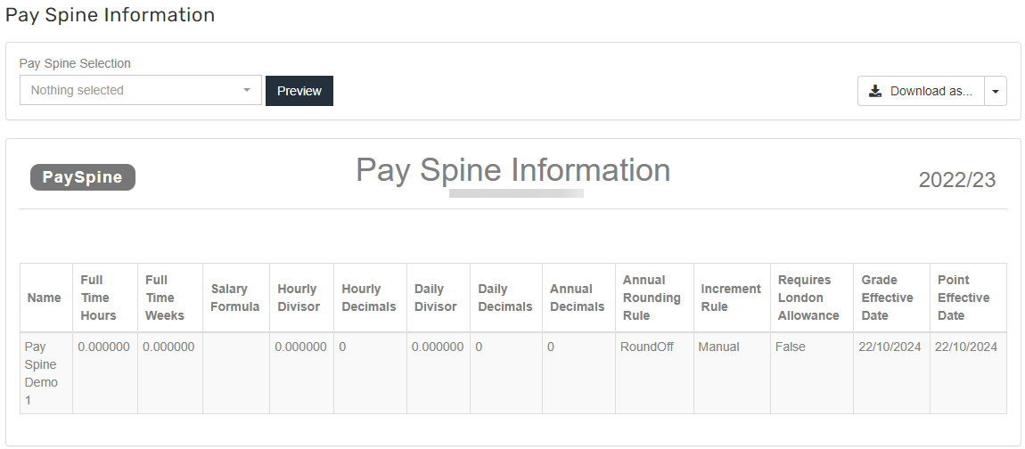 Pay spine information report